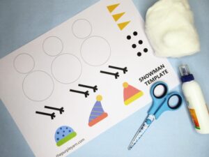 Easy snowman craft with paper and cotton (with free snowman template ...