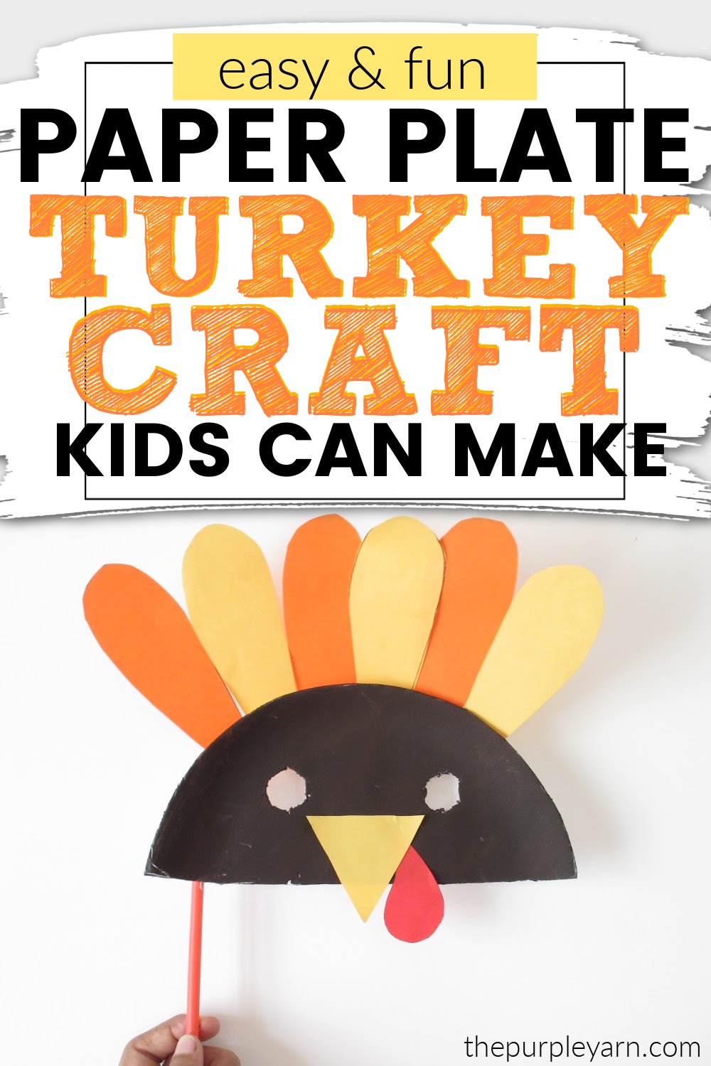 Turkey paper plate mask kids can make - The Purple Yarn