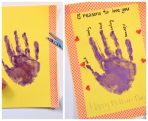 DIY Mother's day handprint card kids Can make - The Purple Yarn