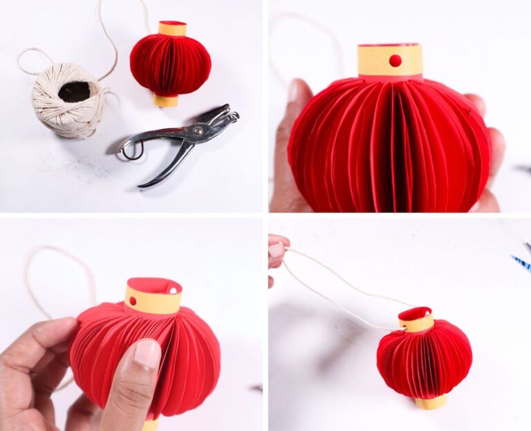 How to make a simple Red Chinese Paper Lantern at home - The Purple Yarn